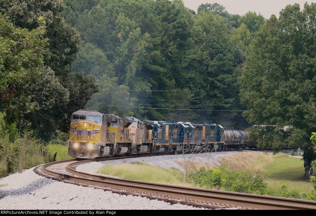 UP 6742, 9069, and 5781 lead CSX 2248, 6424, 6914, and 2344